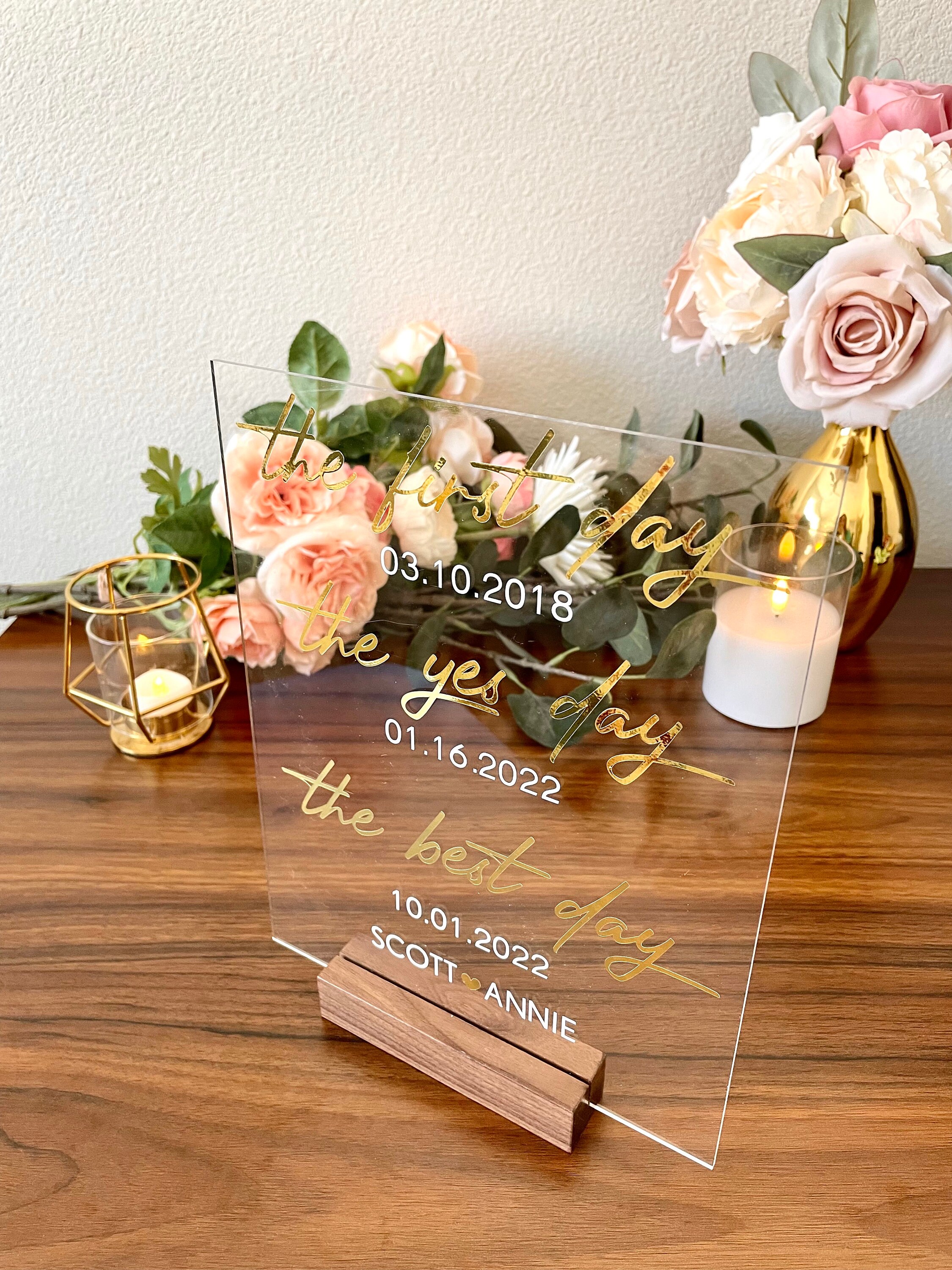 Our Love Story Sign | First Day Yes Day Best Day | Special Dates Sign ...