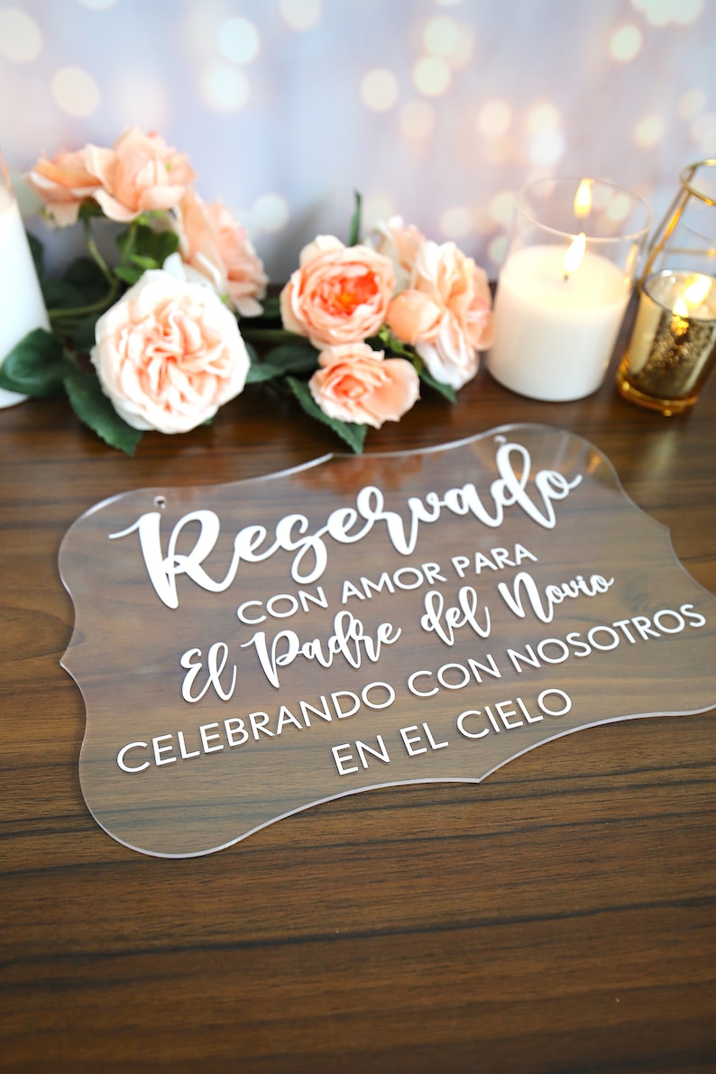 Reservado Para El Padre Del Novio Seat Sign | Angel in Heaven Memorial ...