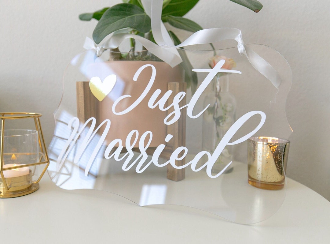 Just Married Acrylic Sign | Reception Sweetheart Table Decor | Bride ...
