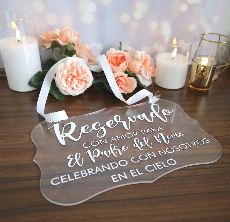 Reservado Para El Padre Del Novio Seat Sign | Angel in Heaven Memorial ...