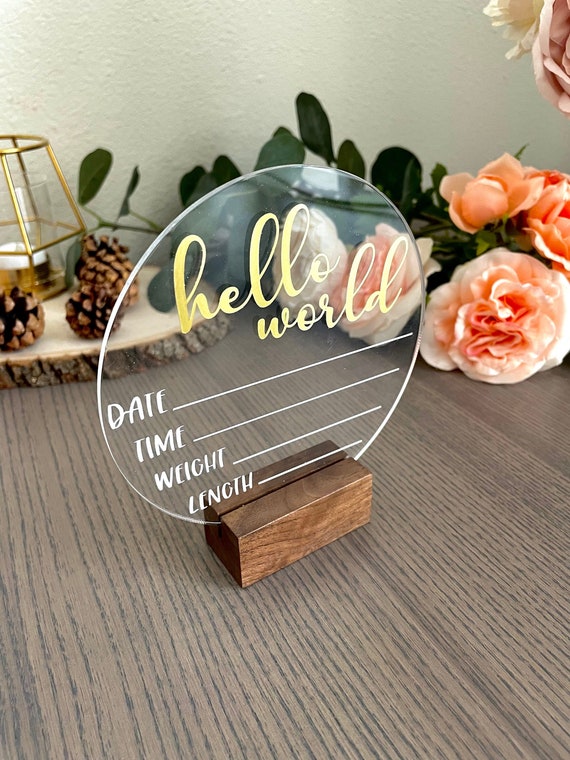 Hello World Baby Birth Monthly Milestone Marker Calligraphy - Etsy