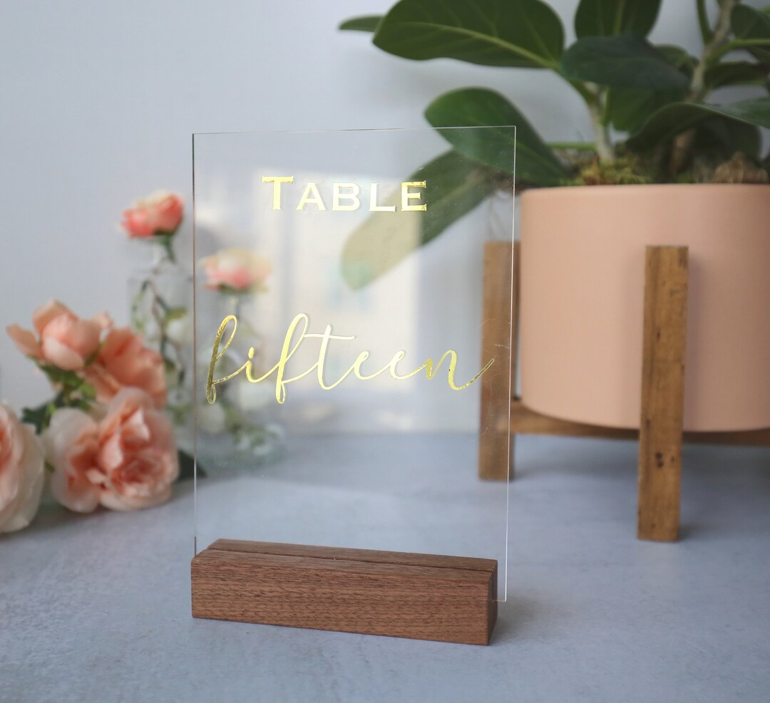 Gold Calligraphy Acrylic Table Numbers | Modern Minimalist Table ...