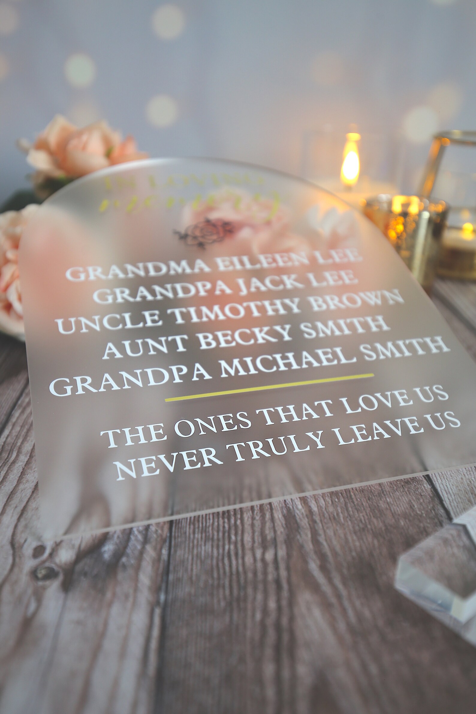 Frosted Arch in Loving Memory Dedication Acrylic Sign | Personalized ...