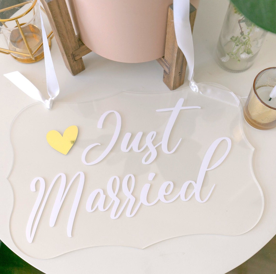 Just Married Acrylic Sign | Reception Sweetheart Table Decor | Bride ...