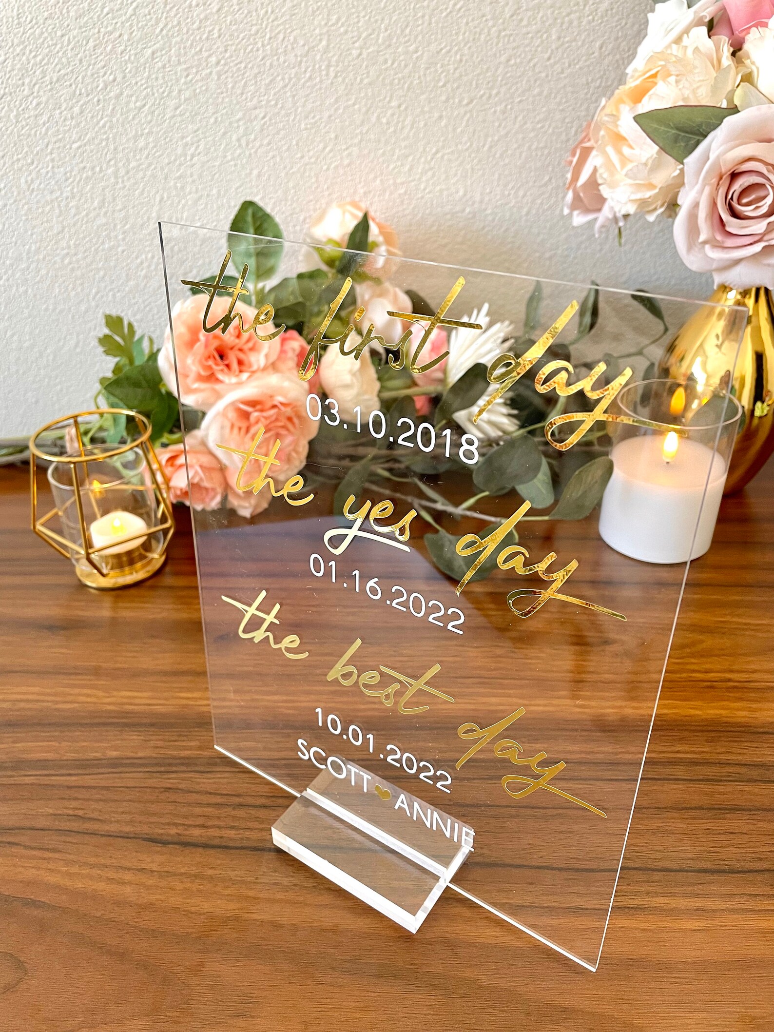 Our Love Story Sign | First Day Yes Day Best Day | Special Dates Sign ...