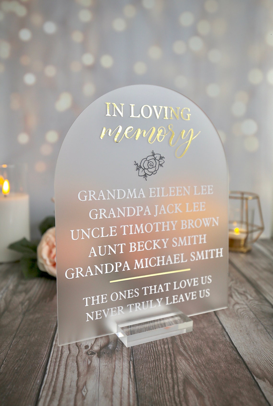 Frosted Arch in Loving Memory Dedication Acrylic Sign | Personalized ...