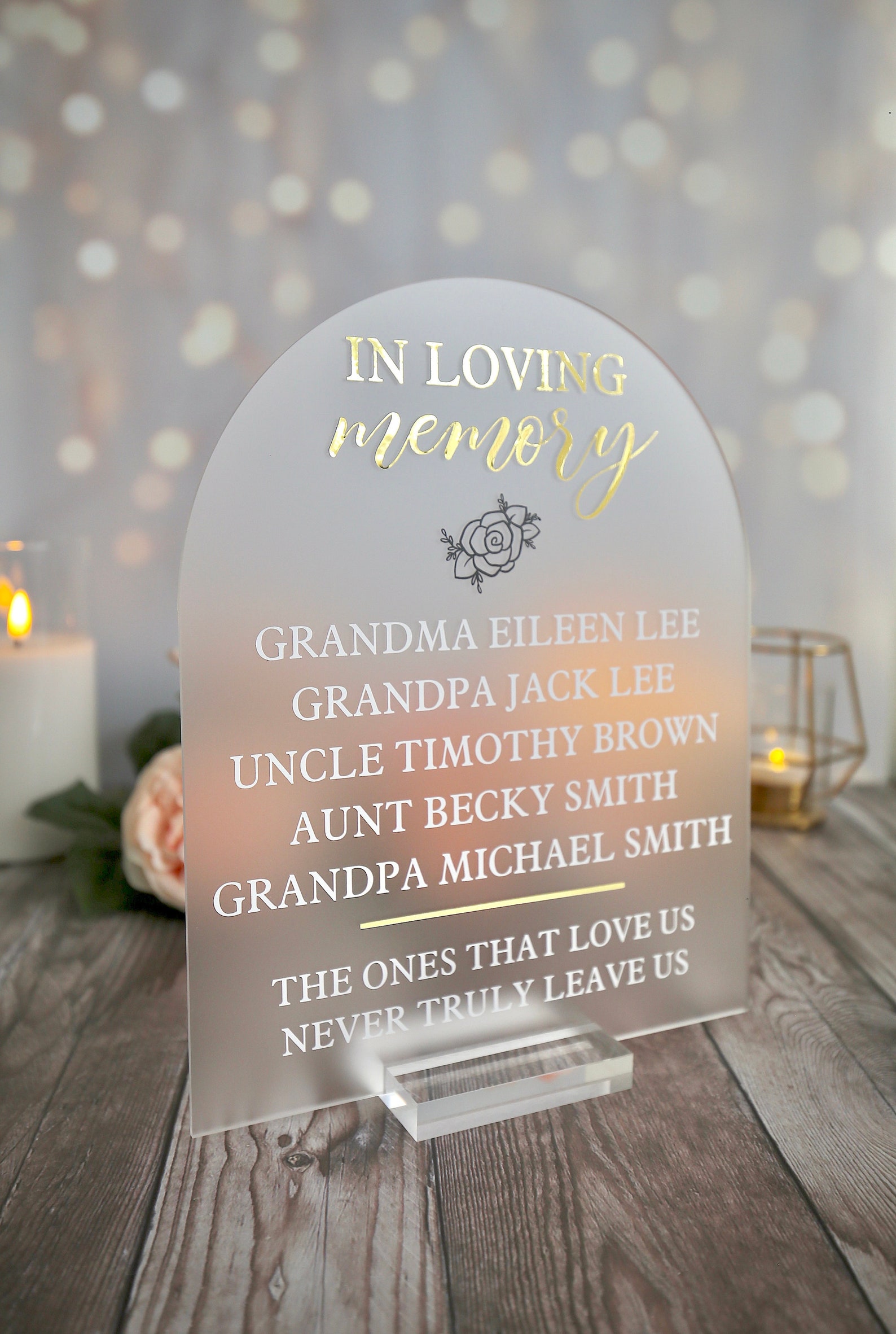 Frosted Arch in Loving Memory Dedication Acrylic Sign | Personalized ...