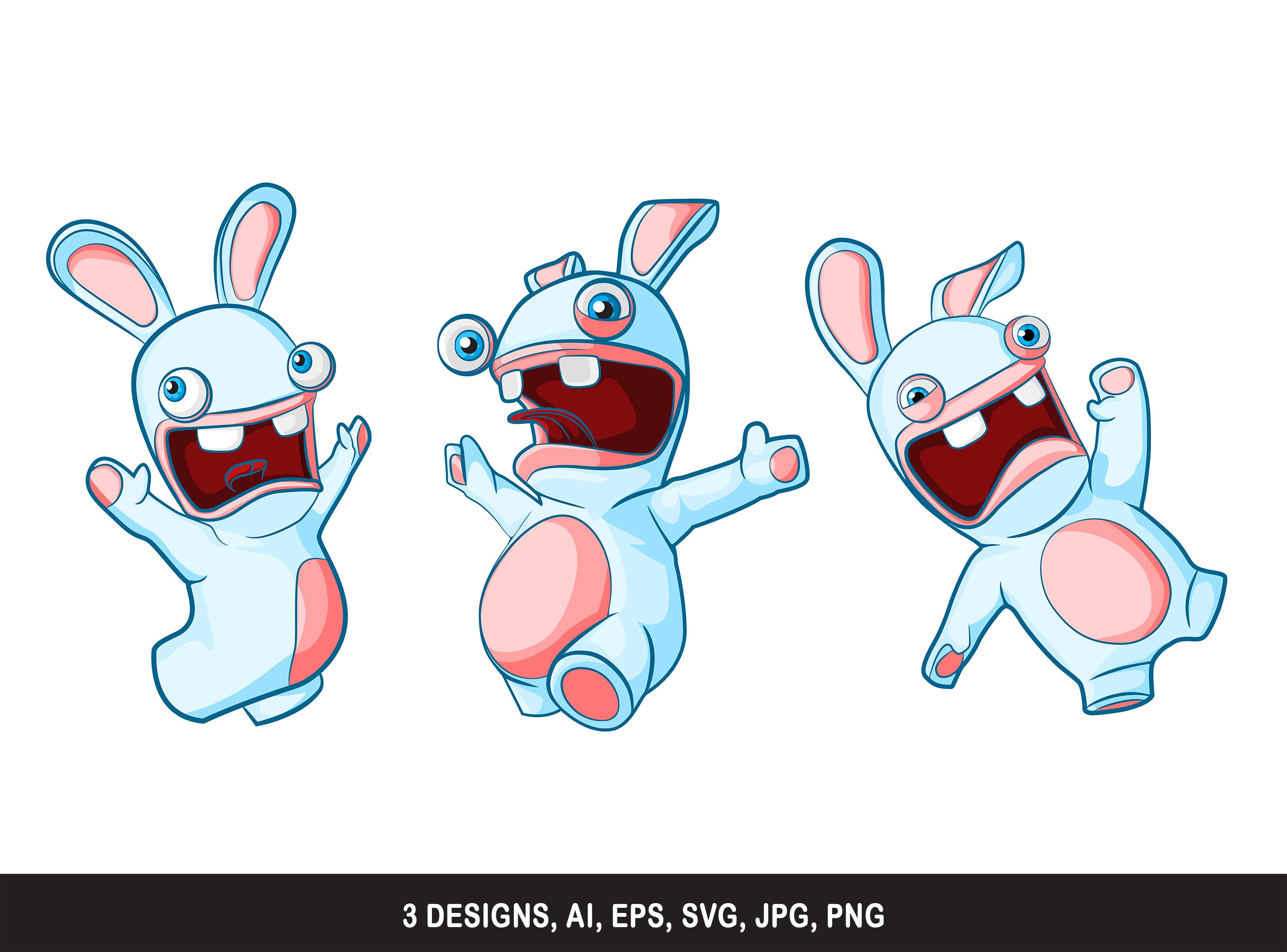 Cartoon Raving Rabbits - Etsy