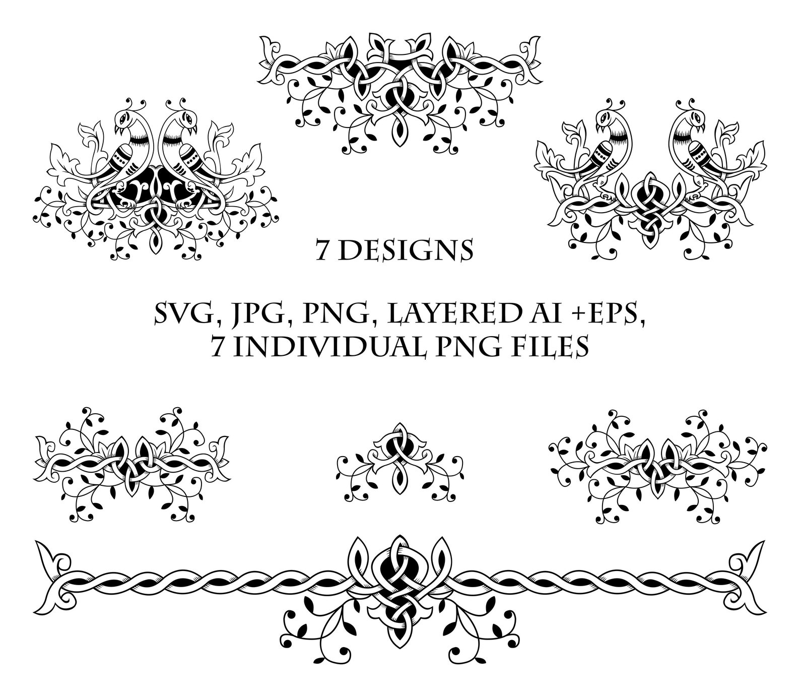 Celtic Vector Vintage Design Elements Slavic Slavonic | Etsy