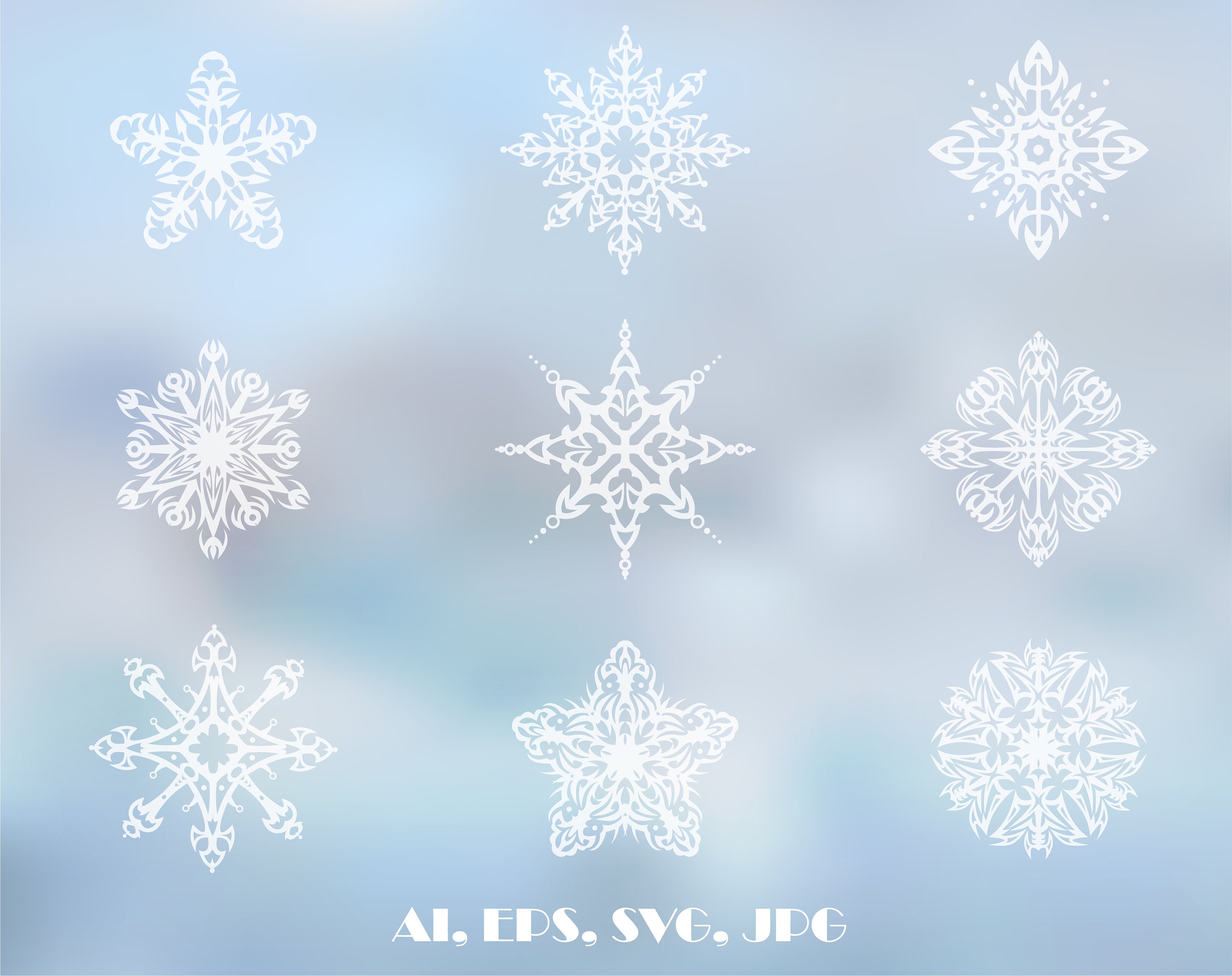 Vector Snowflakes ( Snowflake Svg Jpg Eps Ai Set Illustration New Year ...