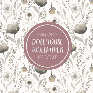 Dollhouse Floral Wallpaper, Printable Digital Download, 1/12 Scale ...