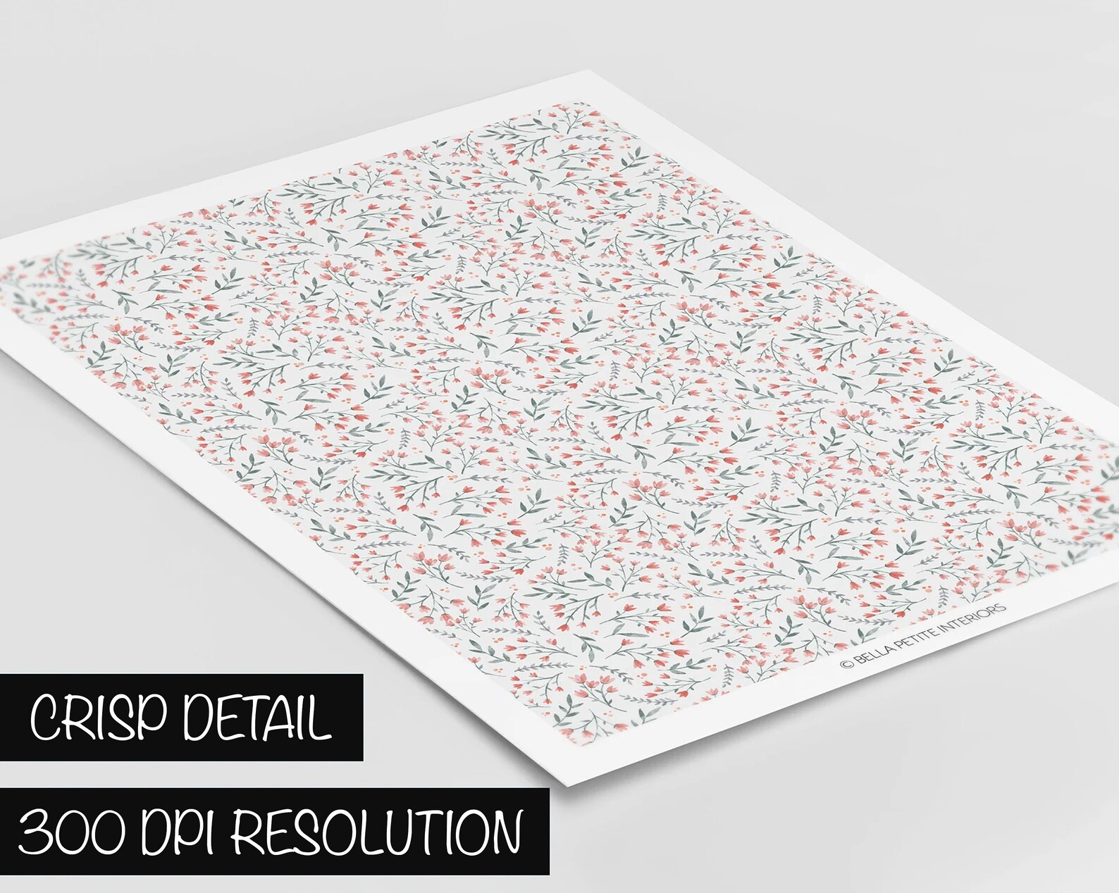 Dollhouse Floral Wallpaper, Printable Digital Download, 1/12 Scale ...