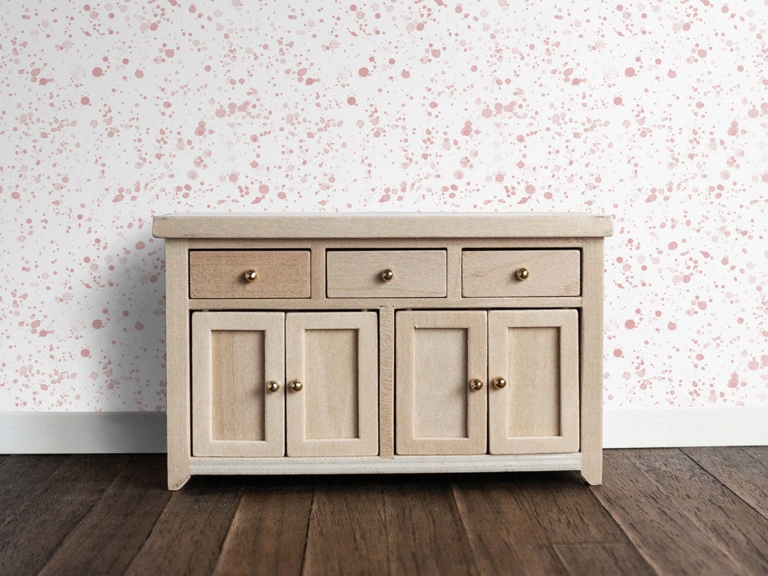 Dollhouse Pink Wallpaper, Splatter Paint, Modern Miniature, Printable ...