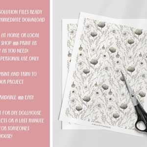 Dollhouse Floral Wallpaper, Printable Digital Download, 1/12 Scale ...