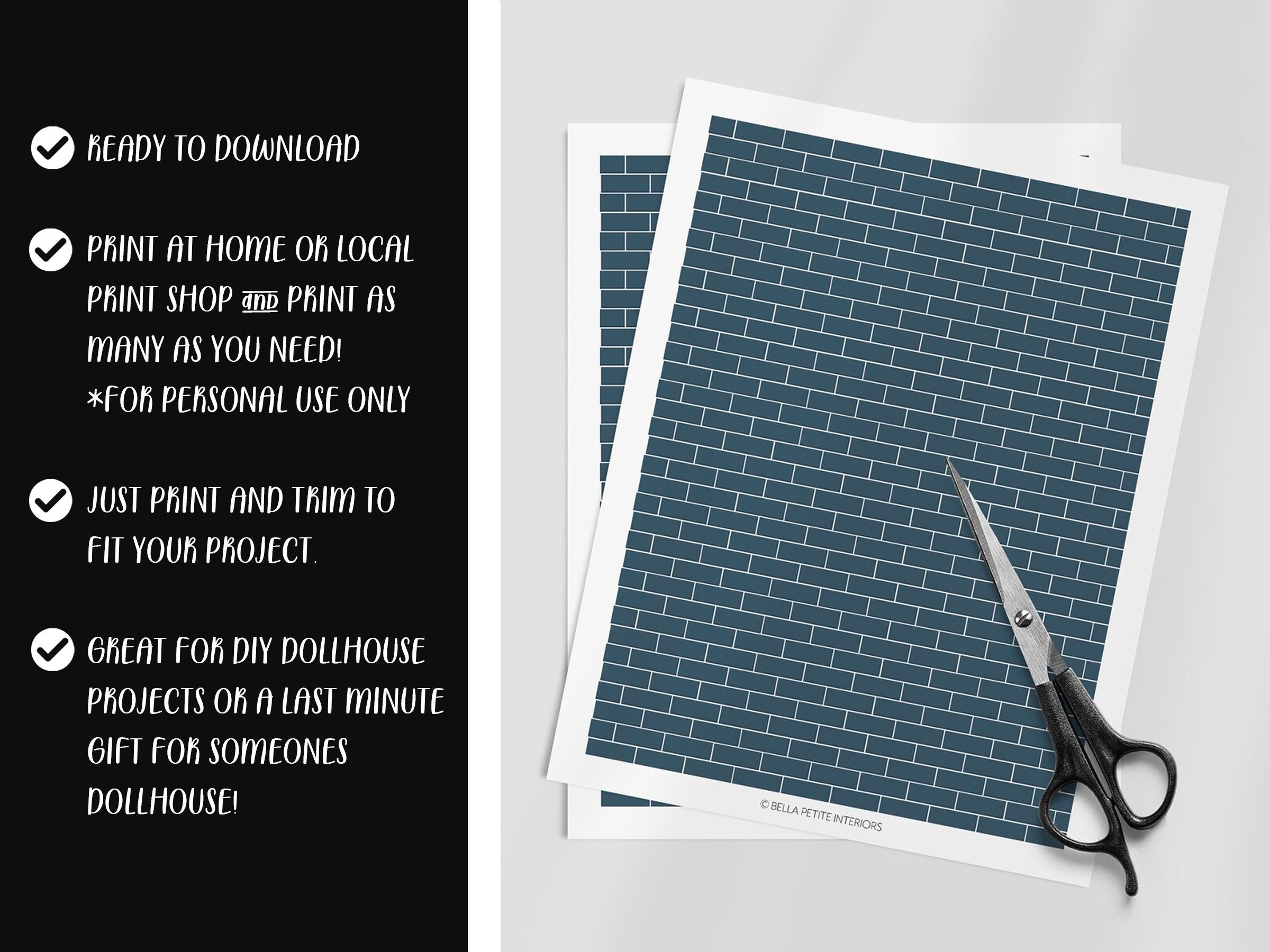 Dollhouse Miniature Blue Tile 1/12 Scale Subway Printable - Etsy