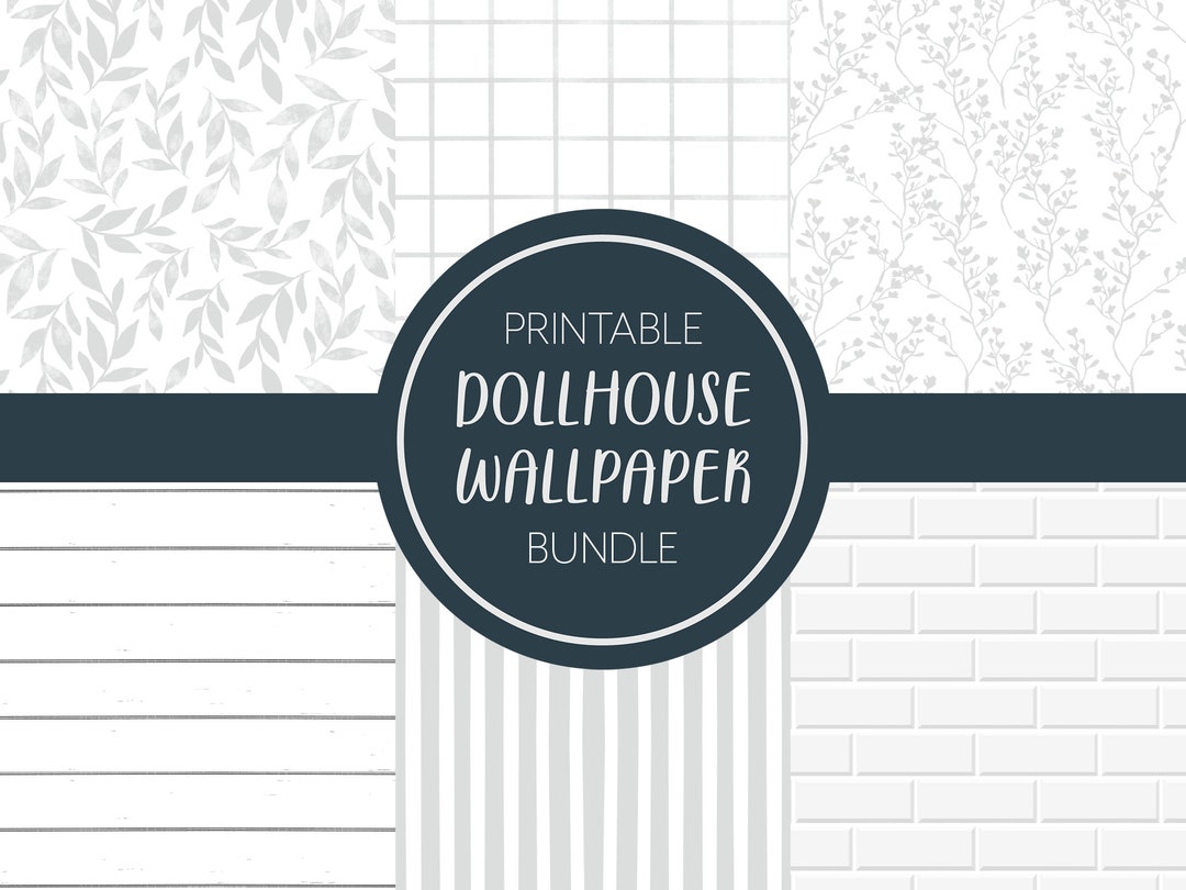 Dollhouse Wallpaper Bundle, 1/12 Scale, Farmhouse Miniatures, Printable ...