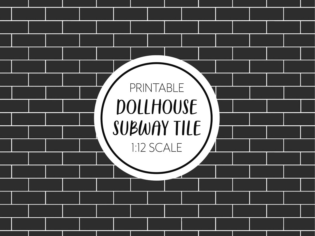 1/12 Scale Dollhouse Tile, Miniature Printable Download, Charcoal Black ...