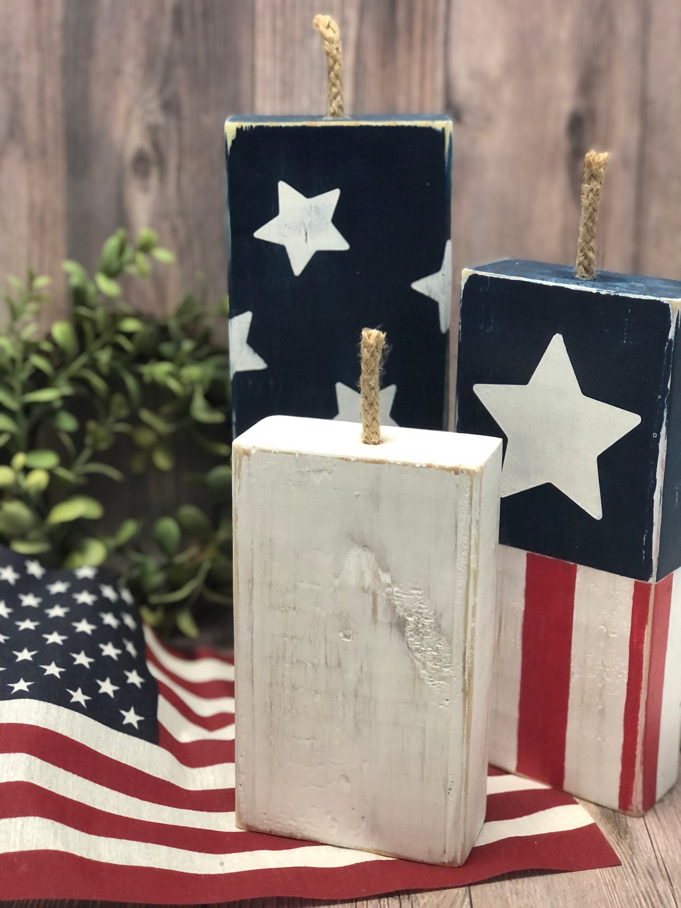 Patriotic Wood Firecrackers Patriotic Decor 2x4 Wooden Firecrackers ...