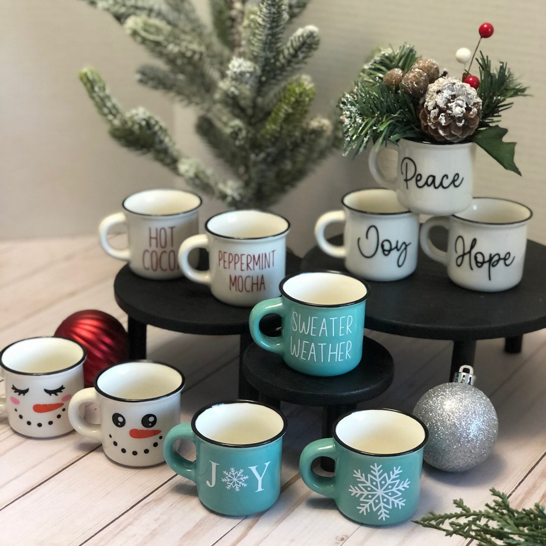 Winter Mini Mugs | Mini Coffee Mugs | Tiered Tray Decor | Winter Themed ...
