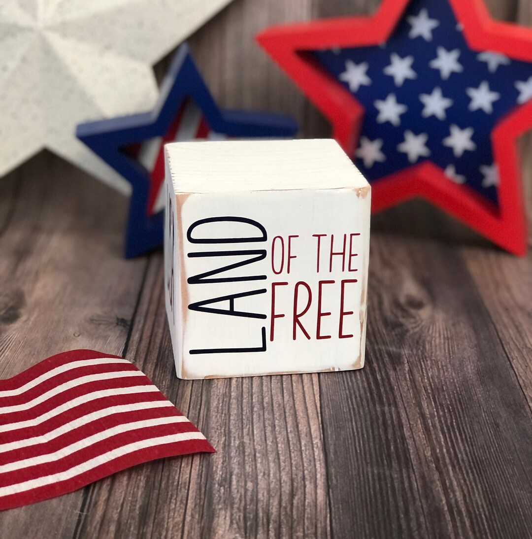 Patriotic Wood Block July 4th Wood Block Sign Tiered Tray Decor ...