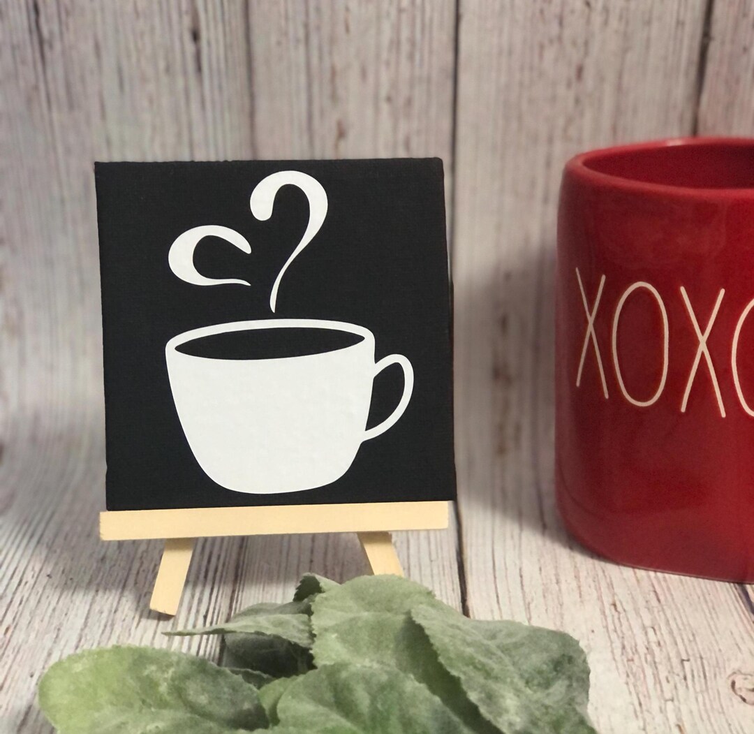 Coffee Heart Steam Mini Easel Sign Coffee Accent Sign Valentine's Home ...