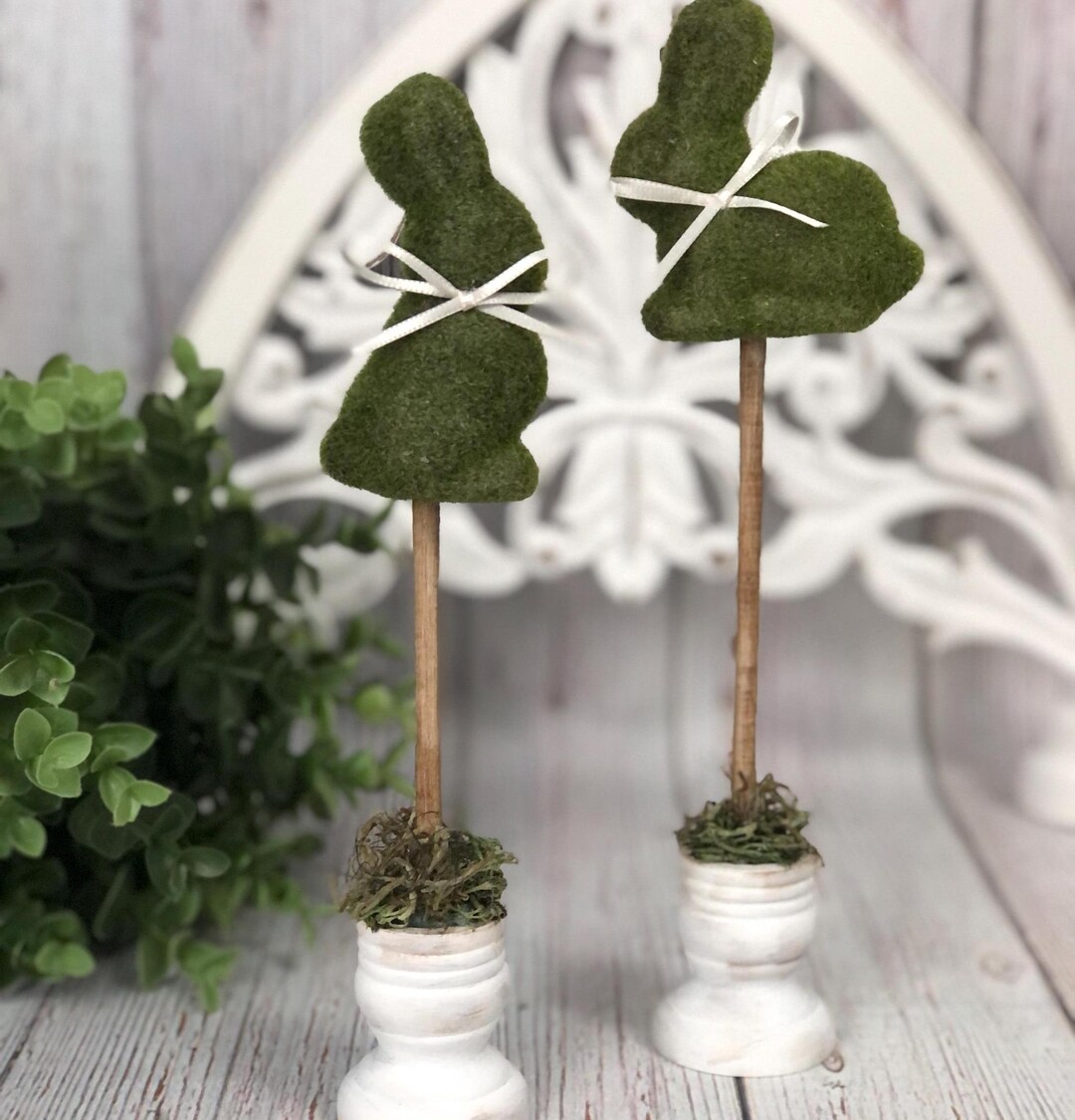 Easter Topiary Set | Faux Moss Bunny Topiary | Easter Bunny Decor ...