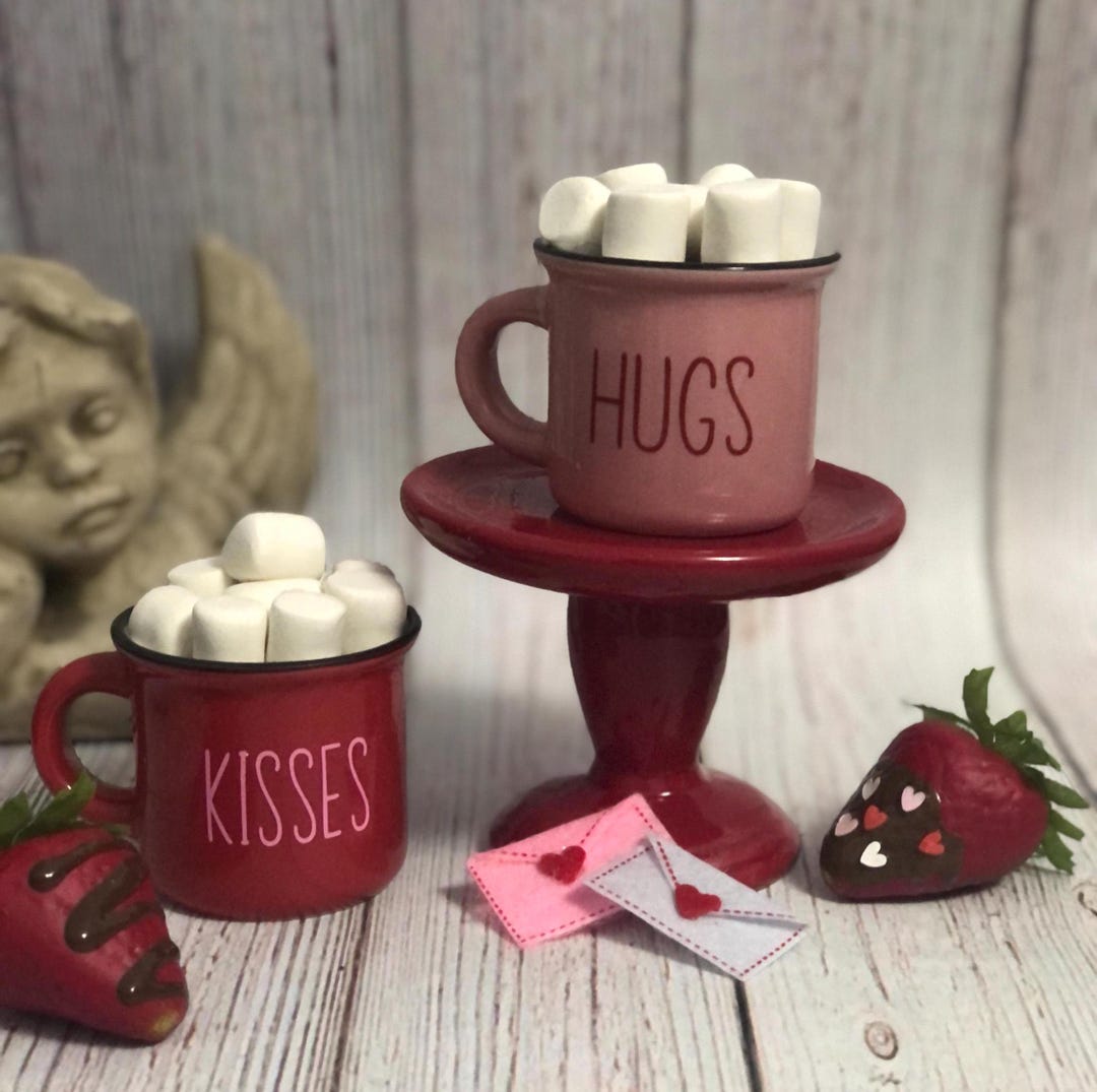Valentine's Mini Mugs Hugs & Kisses Mugs Mini Coffee Mugs Tiered Tray ...