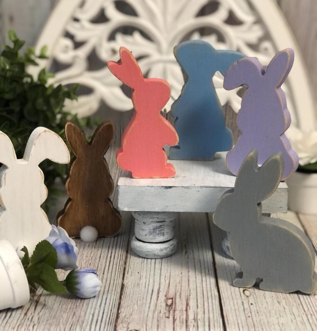 Wooden Bunnies | Chunky Wood Bunnies | Spring Decor | Easter Decor ...
