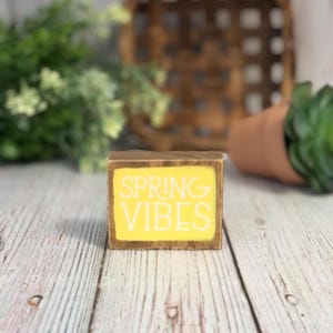 Spring Mini Block Signs | Spring Signs | Wood Blocks | Spring Decor ...