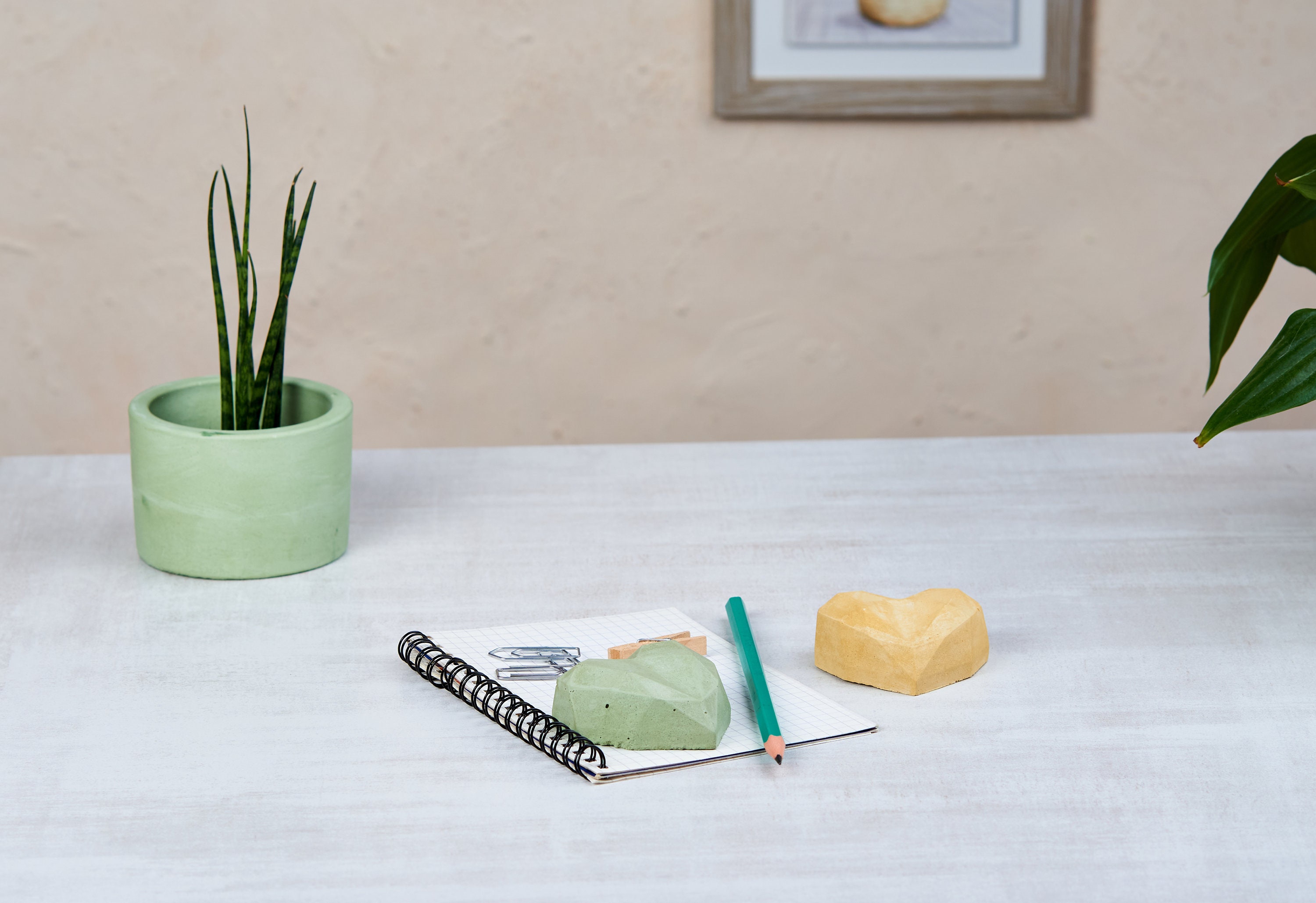 Concrete Paperweight. Cute Desk Decor. Geometric Heart Ornament. Unique ...