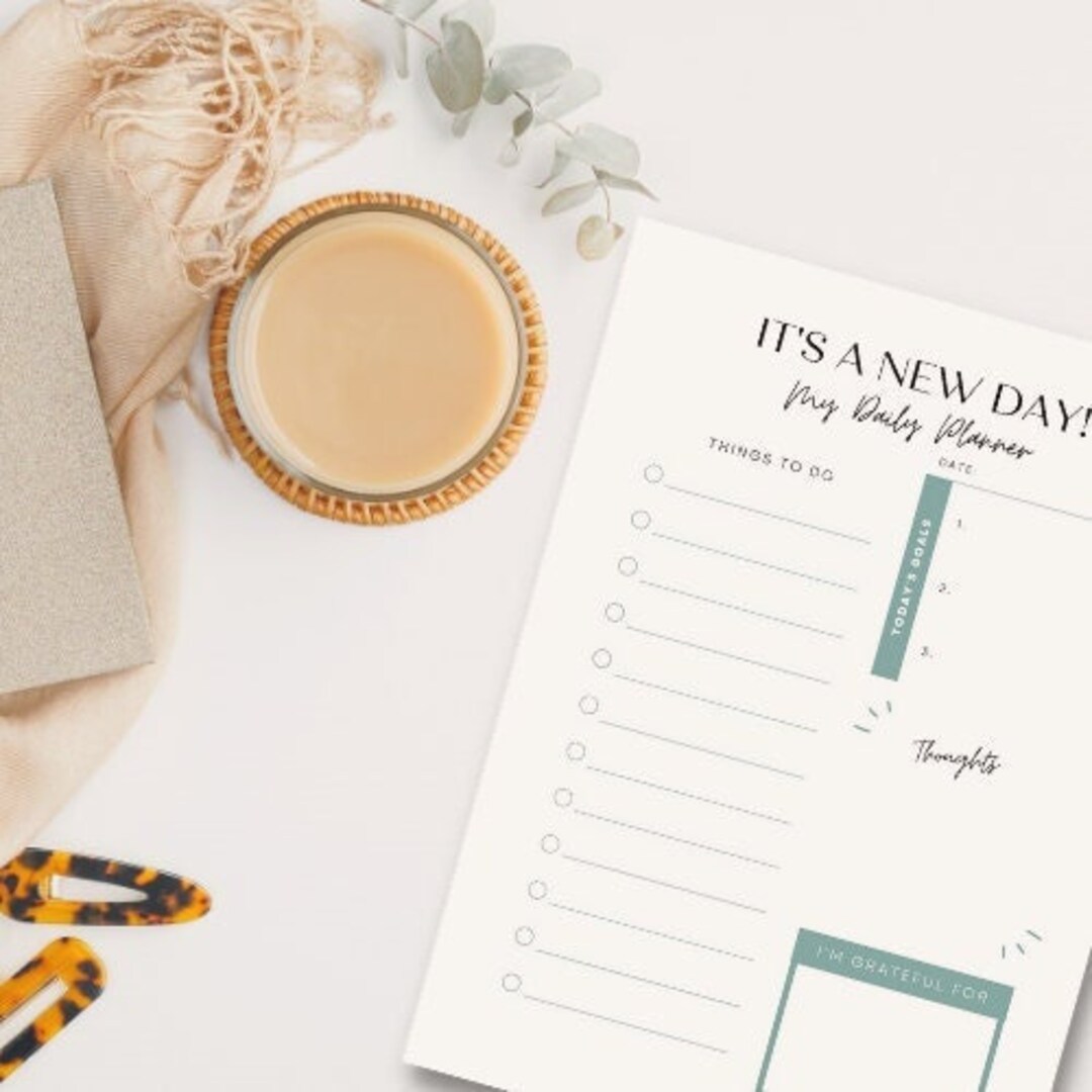 Daily Planner - Goal Setting, Thoughts & Gratitude - Printable Template ...