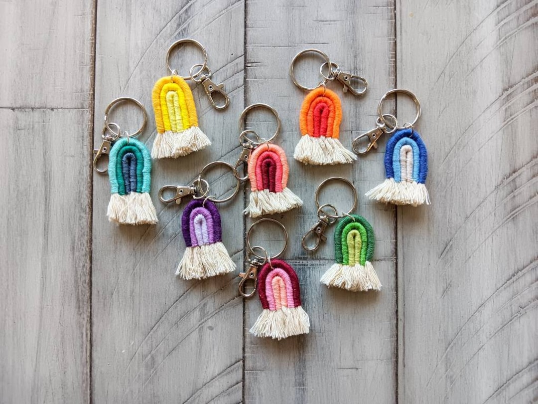 Rainbow Macrame Keychains for Lanyards Keys Bags - Etsy