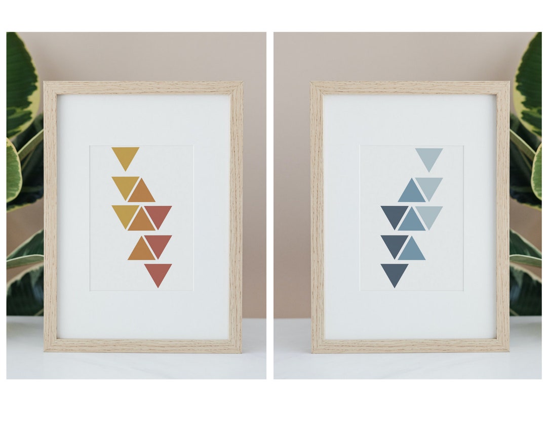 Mid Century Modern Colorful Triangles, Art Shapes, Digital Download ...