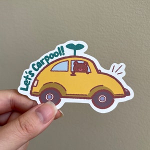 Carpool Sticker, Climate Change Action Sticker, Cute Sticker, Bear ...