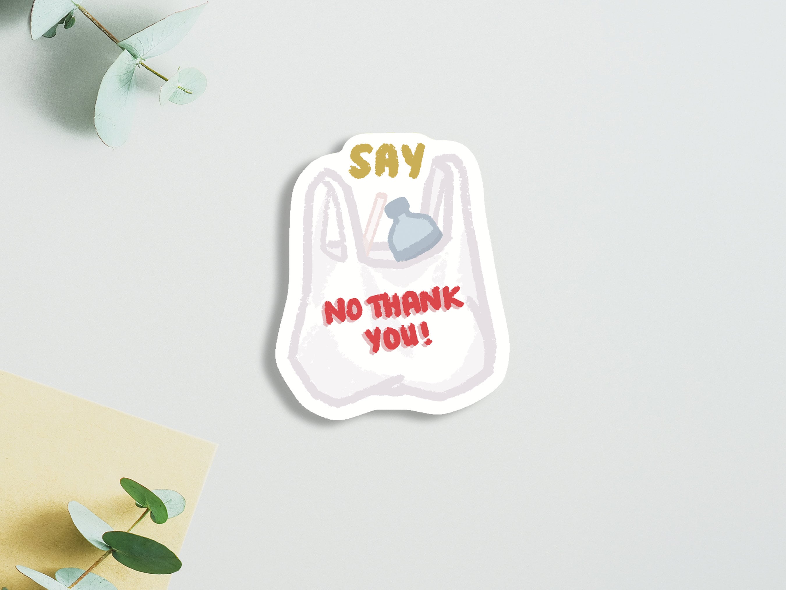 No Thank You Sticker, Reduce Plastic Sticker, Climate Change Action ...