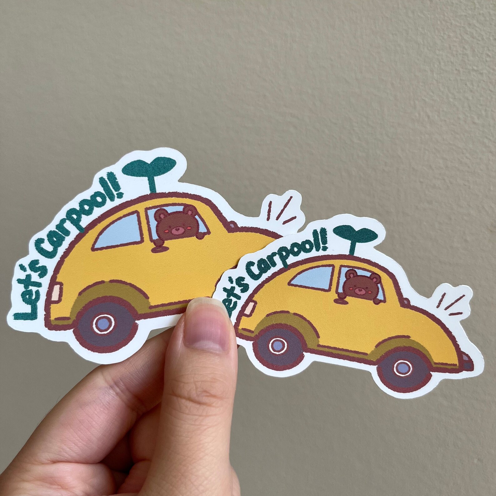 Carpool Sticker, Climate Change Action Sticker, Cute Sticker, Bear ...