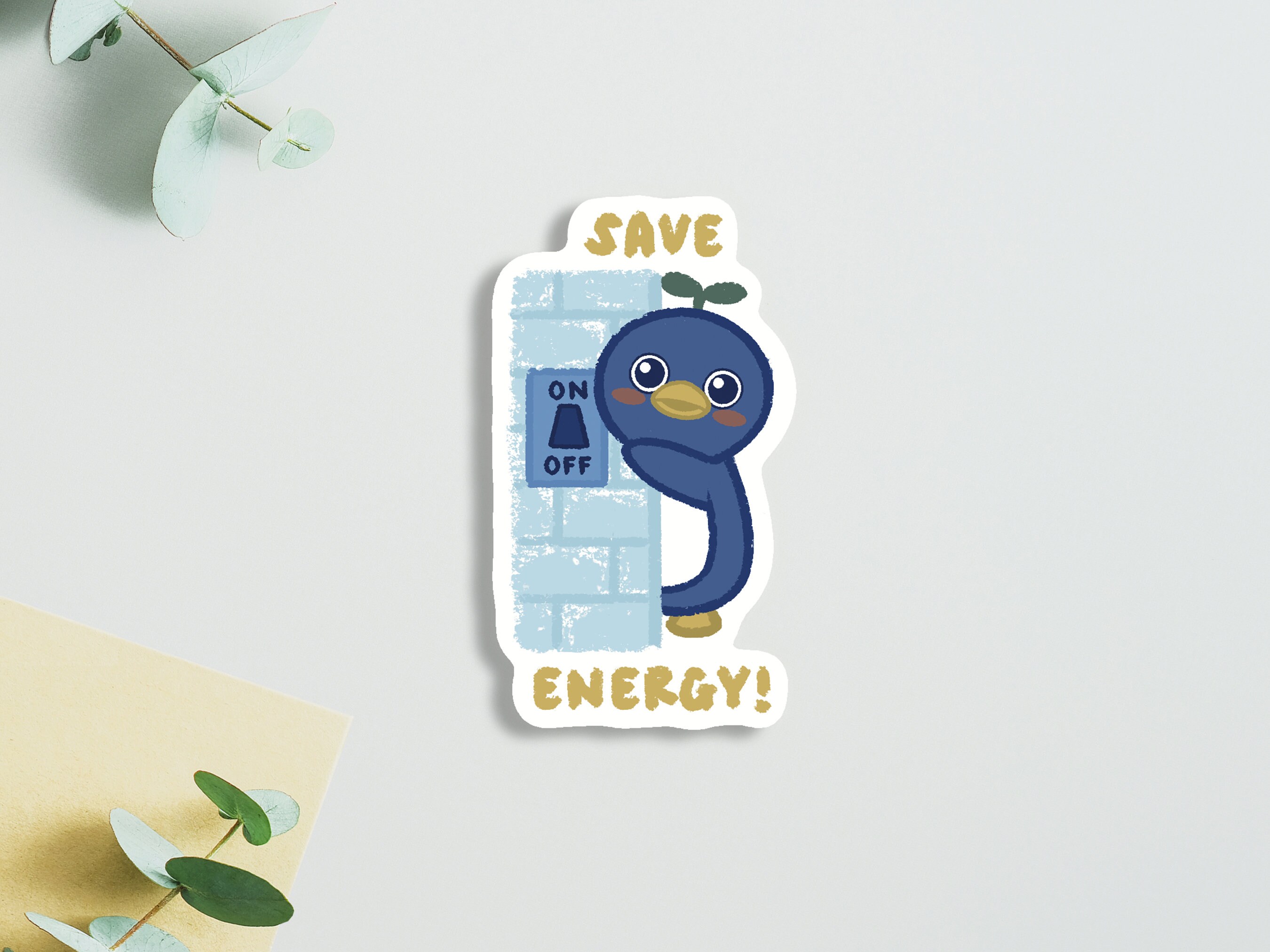 Save Energy Sticker Penguin Sticker Cute Sticker Fun - Etsy
