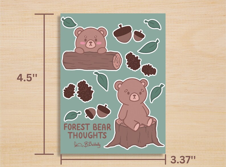 Cute Bear Sticker Sheets, Climate Change Awareness, Bear Thoughts, Bear ...