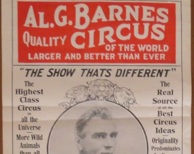 Circus Poster AL. G. Barnes Circus Used in 1927 in Great Condition ...