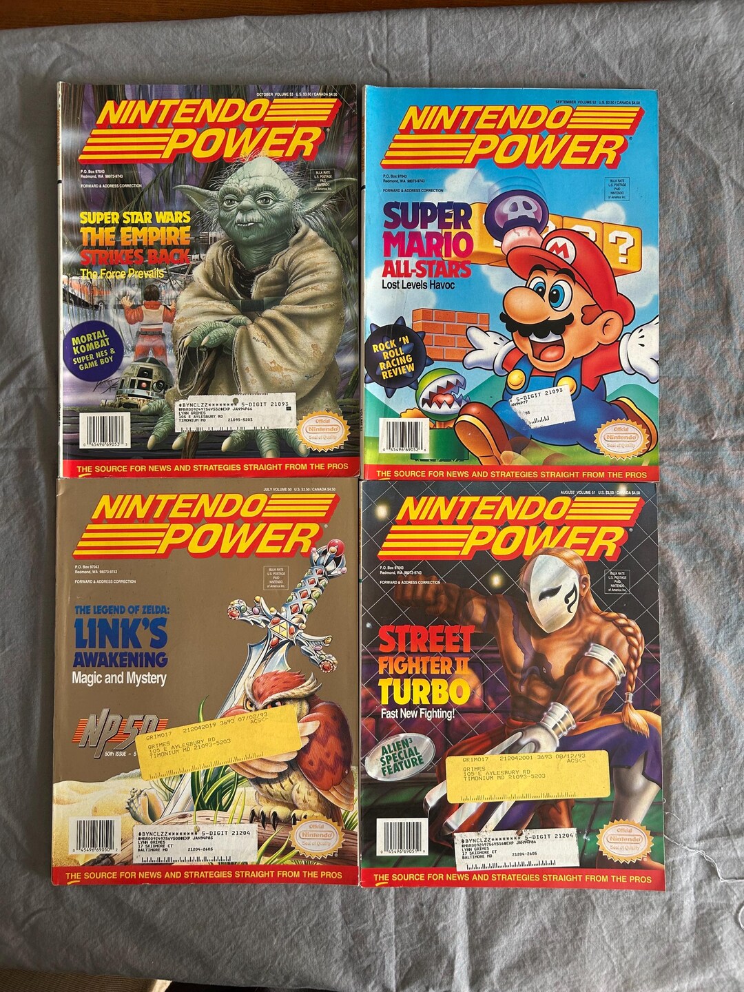 Nintendo Power 1992 Vintage Issue Set. Issues 50, 51, 52, 53 All in VG ...