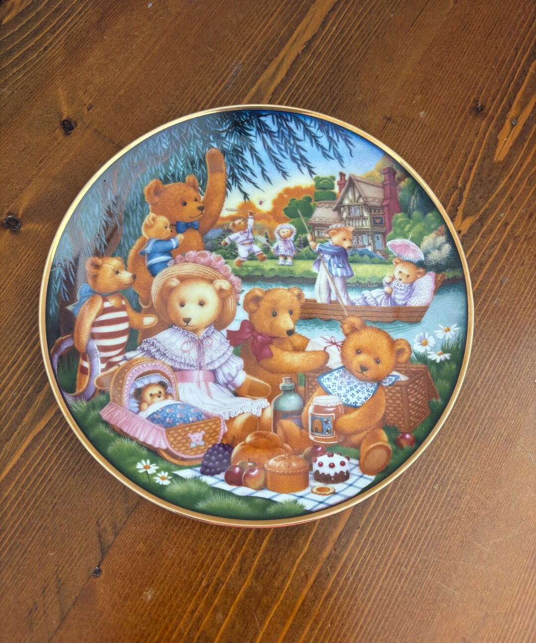 Vintage Franklin Mint Porcelain Plate: Teddy Bear Picnic, Carol Lawson ...