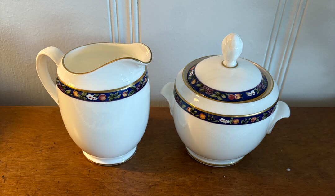 Vintage Camden Bone China Sugar Bowl and Creamer With Floral Fruit - Etsy