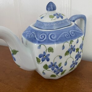 Vintage Andrea Sadek Blue Floral Teapot 100cl Collectible - Excellent ...