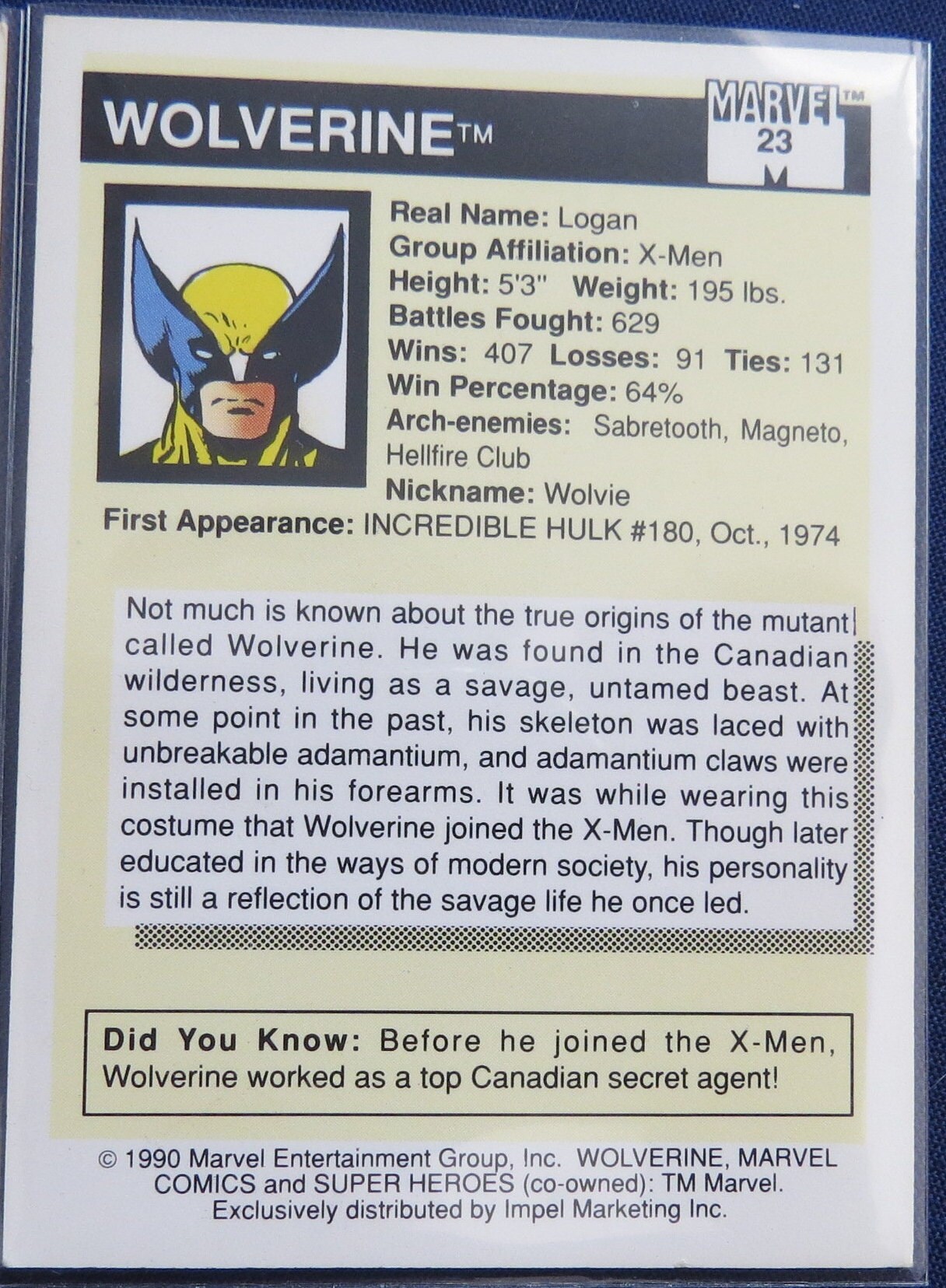 Marvel 1990 4 Card Set- Wolverine(3) Sabertooth(1) in Ex Condition. - Etsy