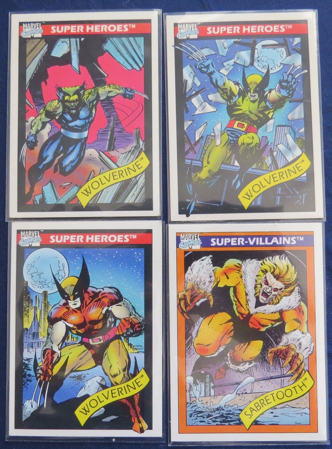 Marvel 1990 4 Card Set- Wolverine(3) Sabertooth(1) in Ex Condition. - Etsy