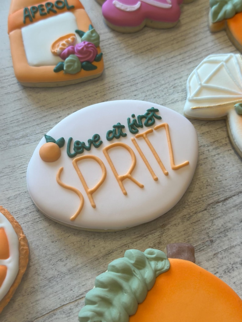 Aperol Spritz Bridal Shower Cookies: Royal Icing, Bride Theme (by the ...