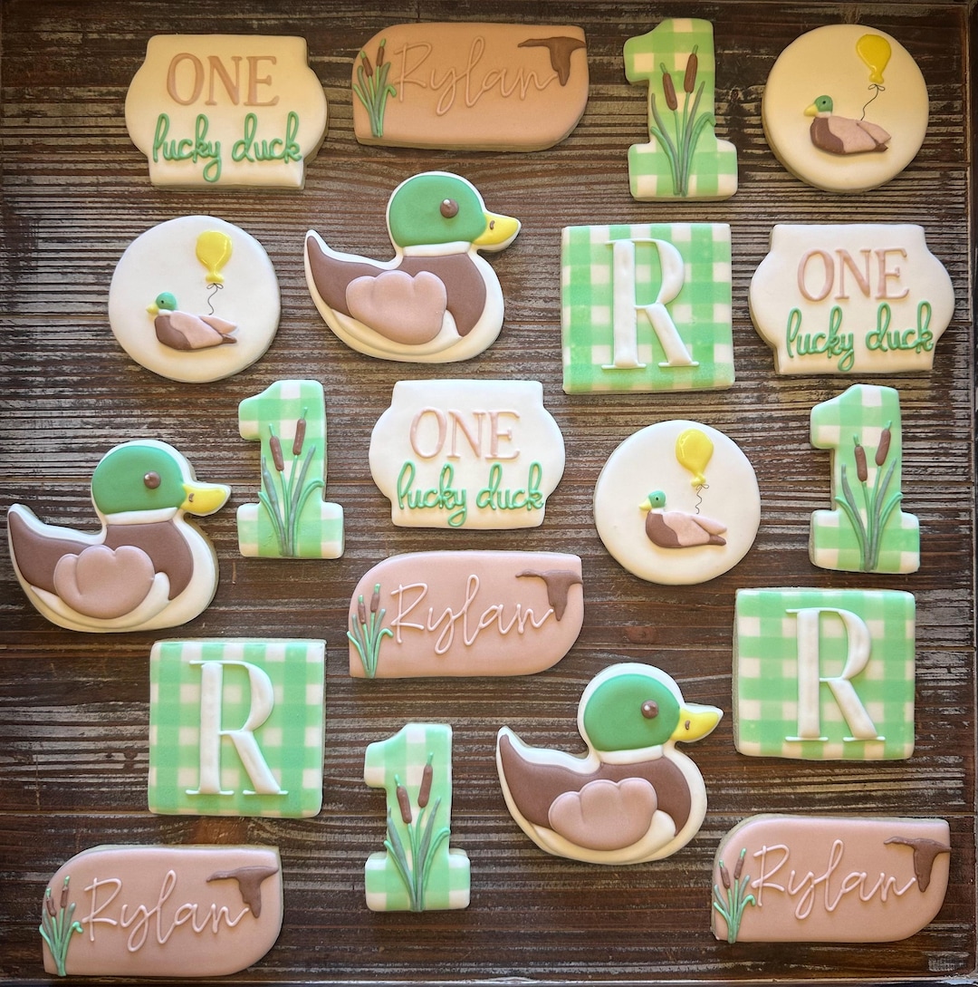 One Lucky Duck Sugar Cookies: First Birthday, Royal Icing (gluten/dairy ...
