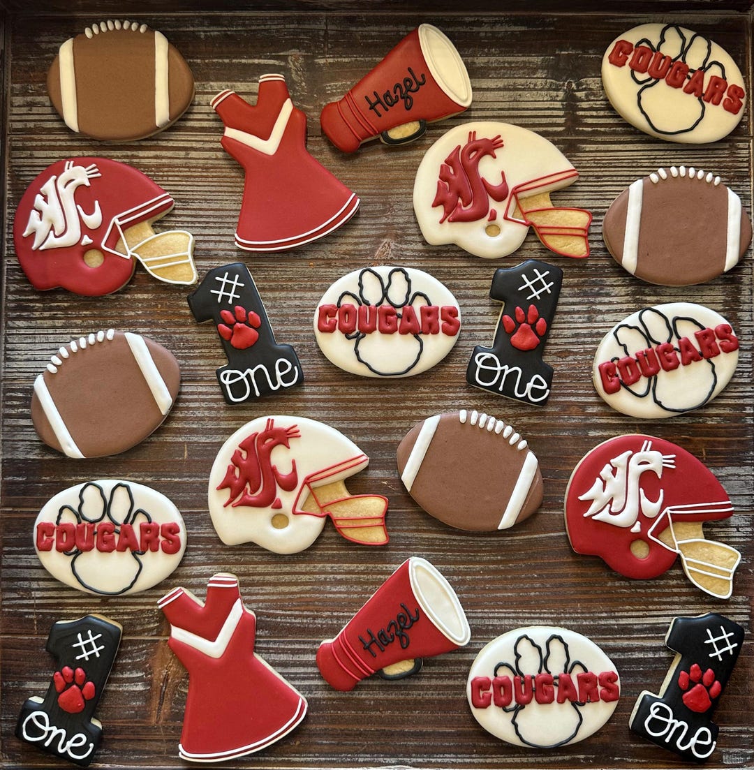 Football Sugar Cookies W/royal Icing, Personalized Team Cookies, Gluten ...