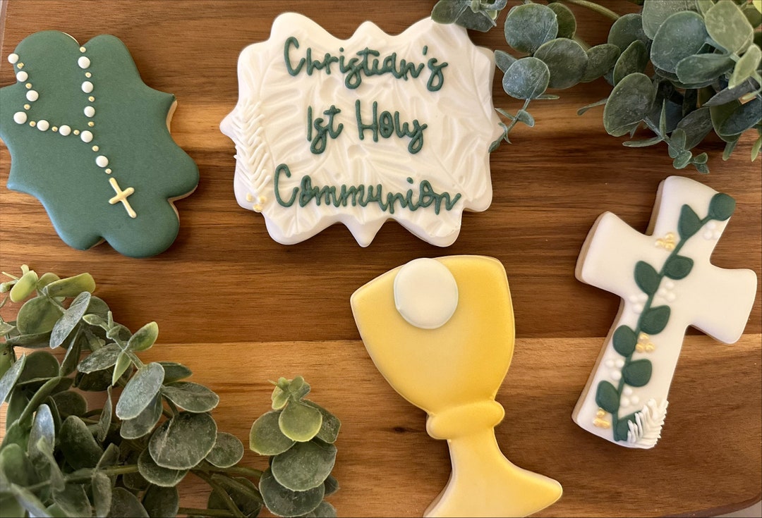 First Holy Communion Sugar Cookies With Royal Icing, Personalized ...