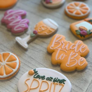 Aperol Spritz Bridal Shower Cookies: Royal Icing, Bride Theme (by the ...